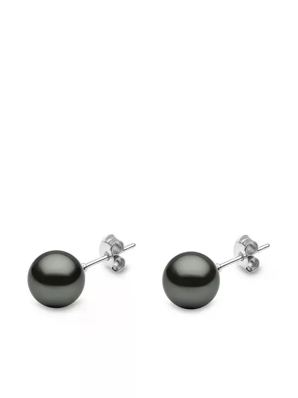 Yoko London 18kt White Gold Tahitian Pearl Stud Earrings - Silver