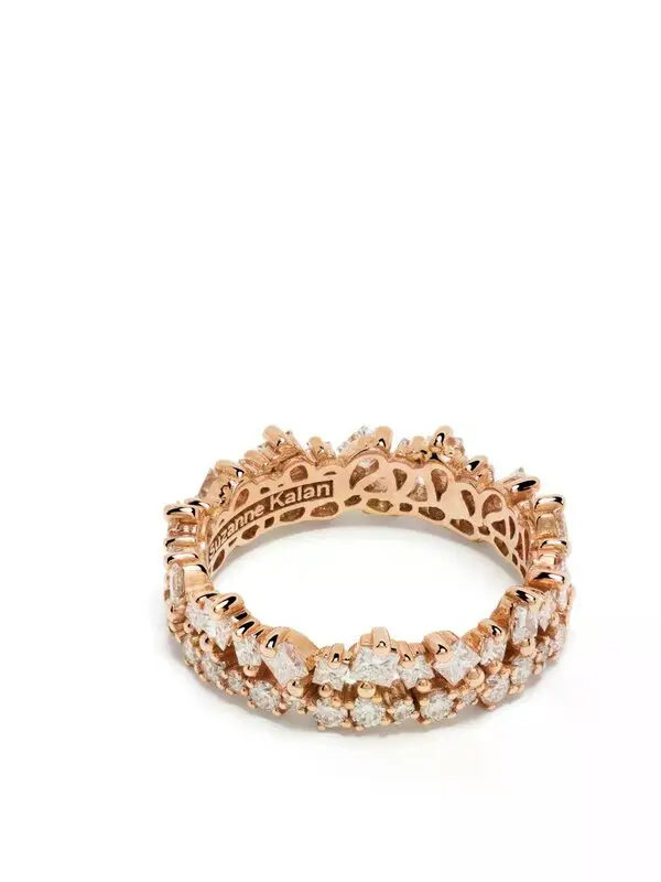 SUZANNE KALAN 18kt Rose Gold Diamond Double-stack Ring