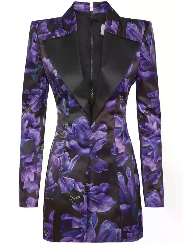 Philipp Plein Duchesse Floral-print Mini Dress - Black