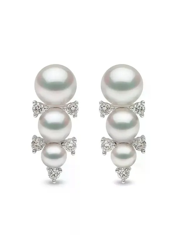 Yoko London 18kt White Gold Akoya Pearl And Diamond Stud Earrings - Silver