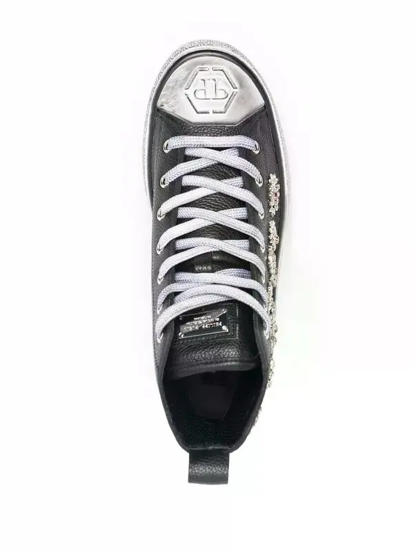 Philipp Plein Megastar Crystal-embellished High-top Sneakers - Black
