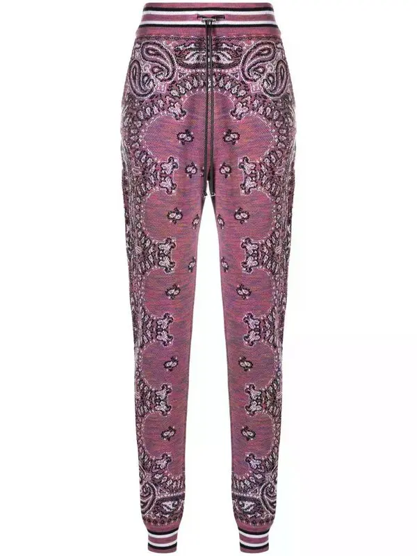 Amiri Bandana-pattern Knitted Track Pants - Purple