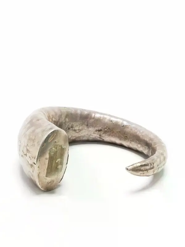 PARTS OF FOUR Giant Horn Bracelet With Aquamarine - Silver