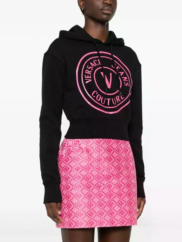 Versace Logo-print Cropped Hoodie
