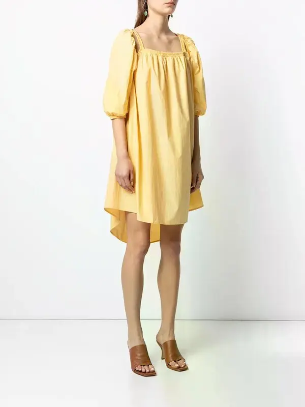 Goen.j Square Neck Gathered Midi Dress