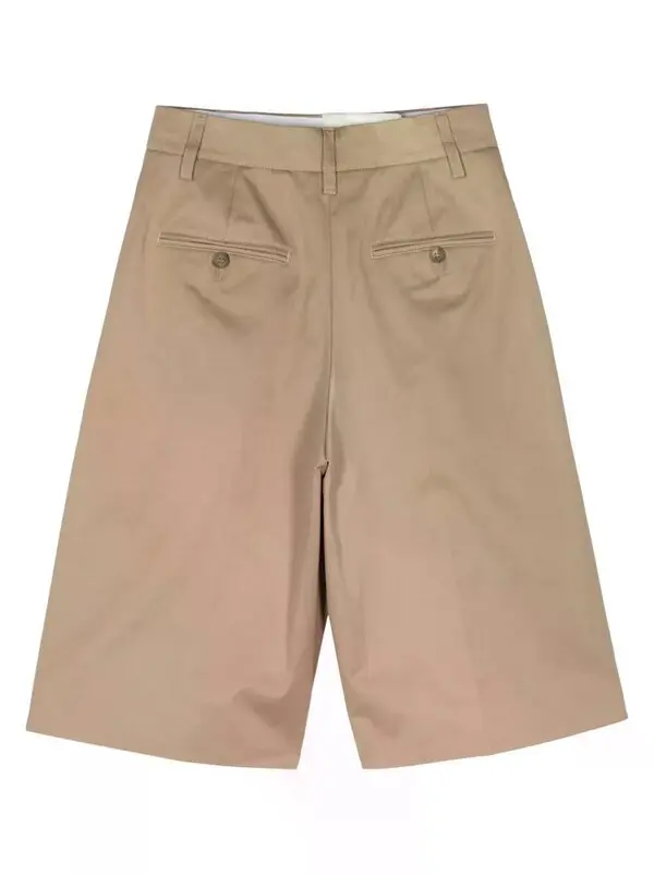 Prada Pleated Cotton Twill Shorts