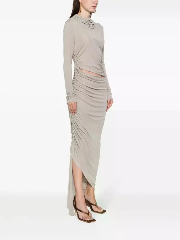 ANDREĀDAMO Asymmetric Draped Midi Dress
