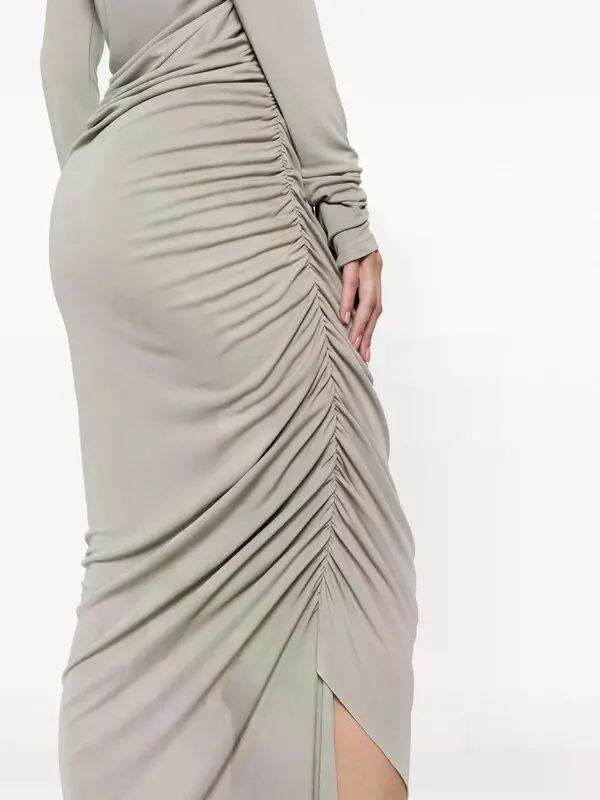 ANDREĀDAMO Asymmetric Draped Midi Dress