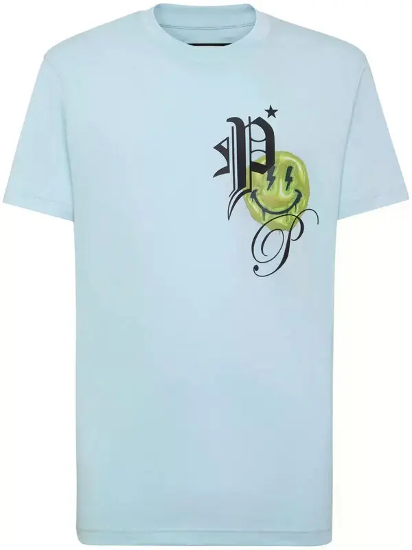 Philipp Plein Smile Cotton-jersey T-shirt - Blue