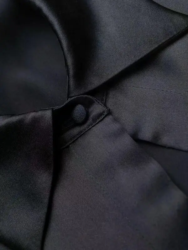Carine Gilson Long-sleeve Silk Satin Shirt - Grey