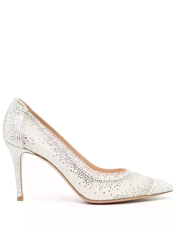 GIANVITO ROSSI Rania 85mm Rhinestone Pumps - White