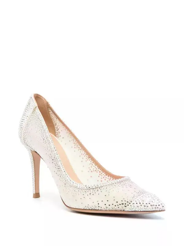 GIANVITO ROSSI Rania 85mm Rhinestone Pumps - White