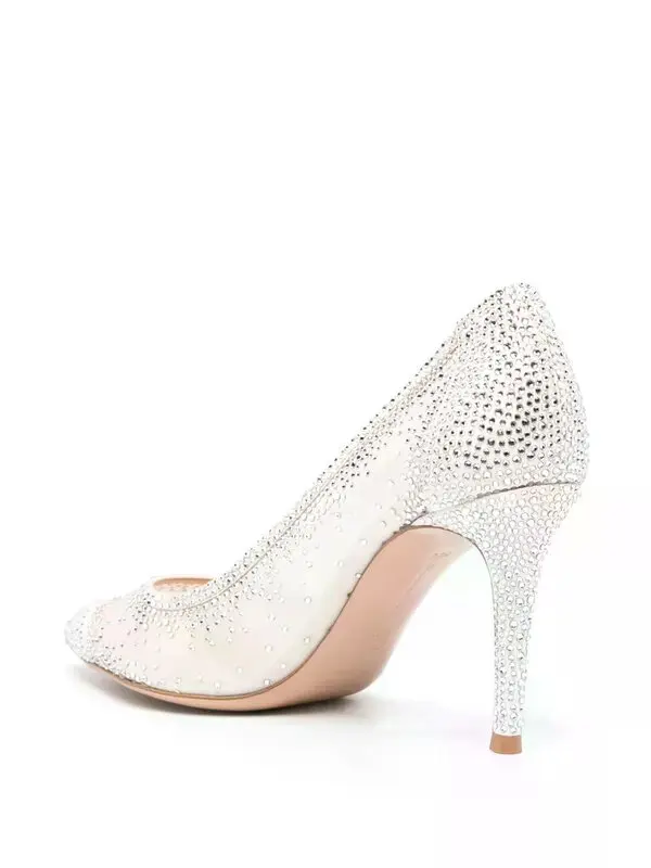 GIANVITO ROSSI Rania 85mm Rhinestone Pumps - White