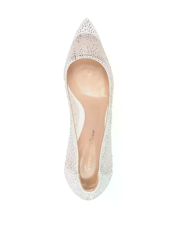 GIANVITO ROSSI Rania 85mm Rhinestone Pumps - White