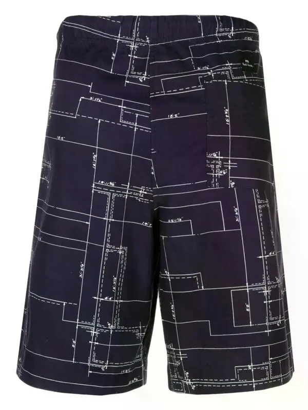 Paul Smith Graphic Print Cotton Shorts - Blue