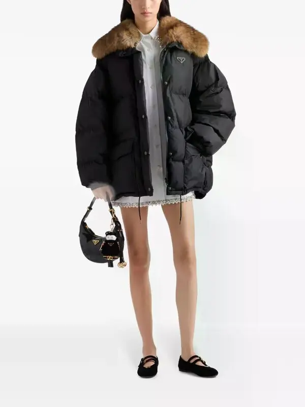 Prada Padded Jacket With Faux Fur Collar