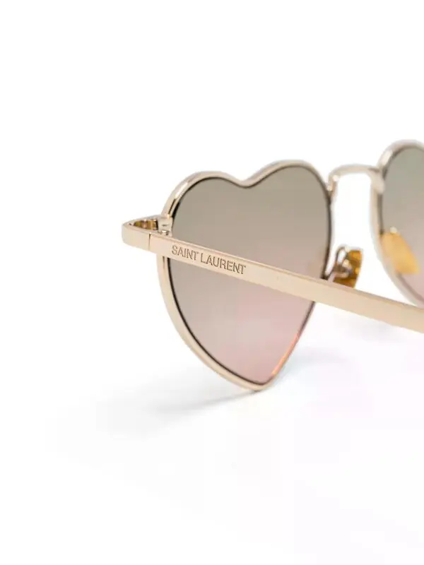Saint Laurent Loulou Heart-frame Sunglasses - Gold
