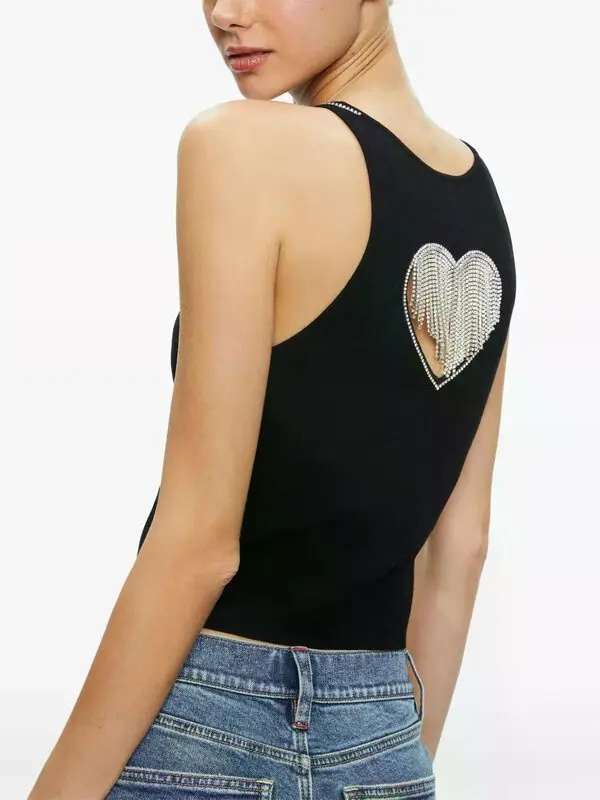 Alice + Olivia Rhinestone Embellished Heart Motif Tank Top