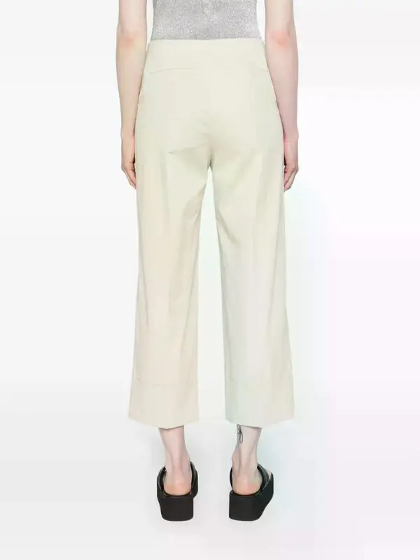 Theory Mid-rise Cropped Trousers In Sand Beige