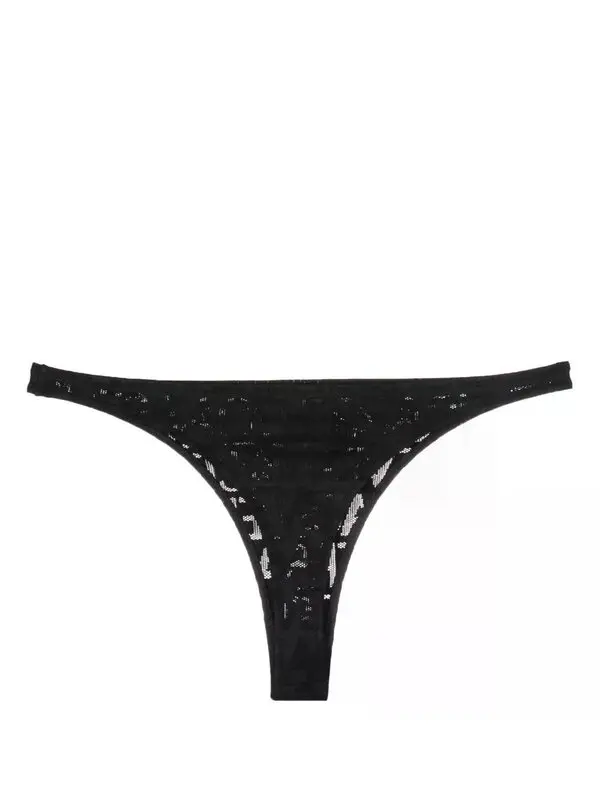 Versace Allover Jacquard Mesh Thong - Black