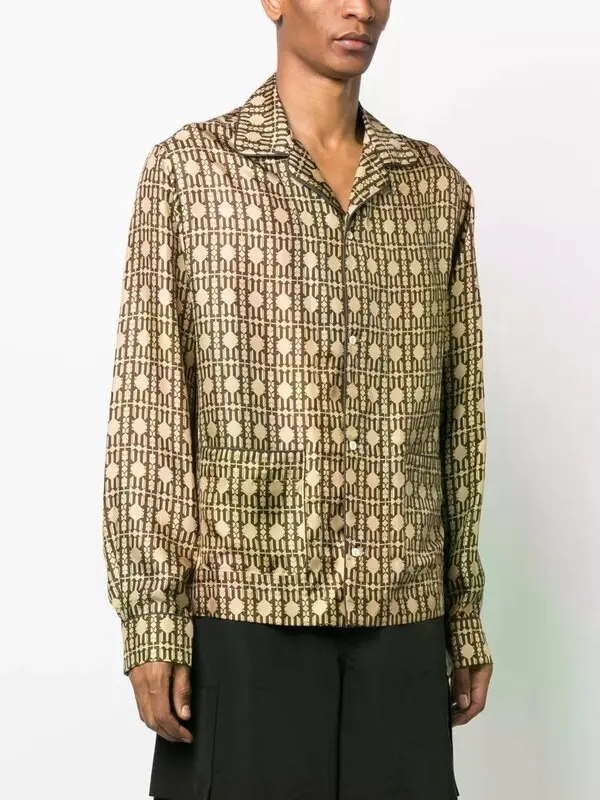Palm Angels Monogram-print Silk Shirt