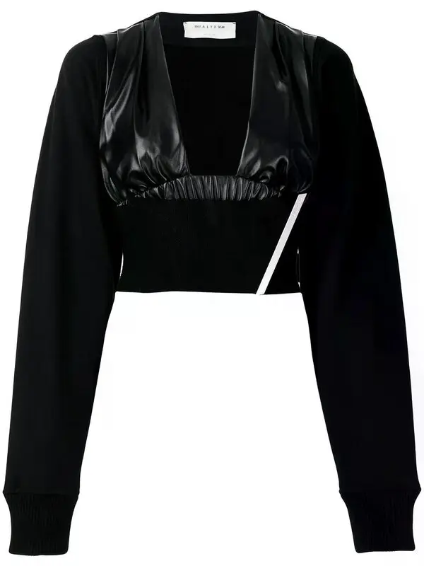 1017 Alyx 9sm Cropped Sweatshirt-sleeve Top - Black