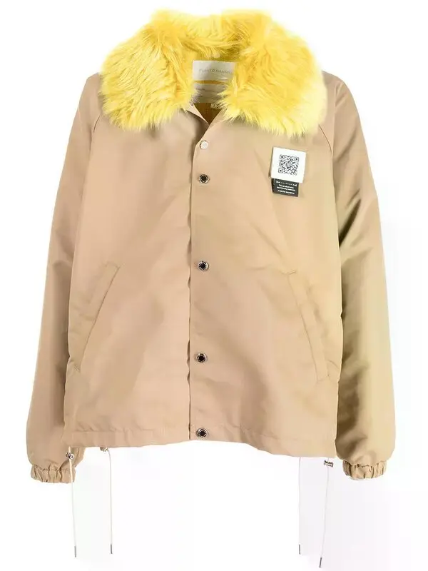 FUMITO GANRYU Faux Fur Trimmed Jacket - Neutrals