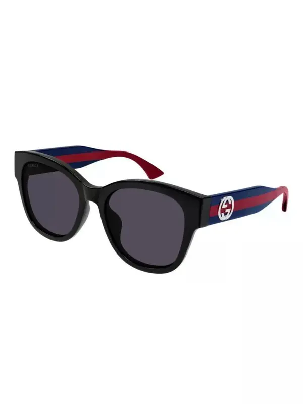 Gucci Engraved-logo Sunglasses - Blue