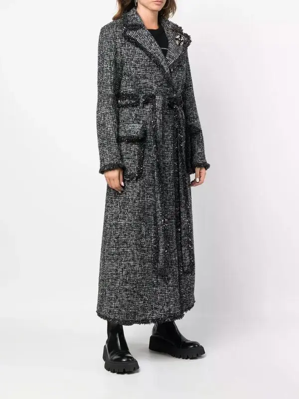 Philipp Plein Belted-waist Bouclé Coat