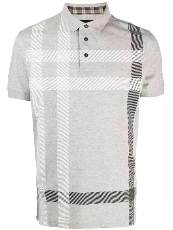 Barbour Checked Polo Shirt - Grey