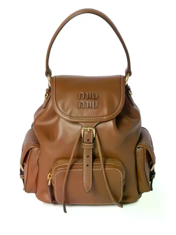 Miu Miu Calfskin Leather Backpack - Brown