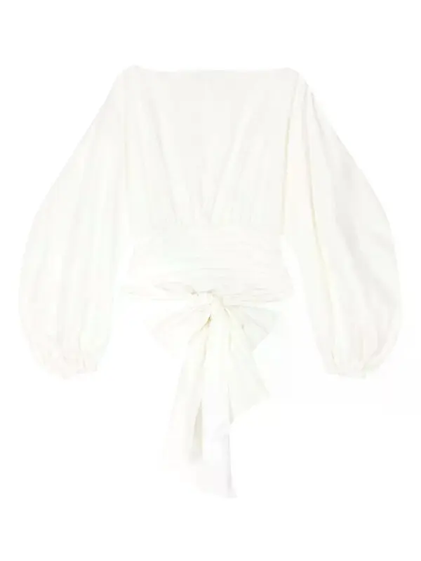 DEL CORE Boat-neck Tie-waist Poplin Top