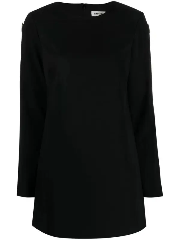 Simkhai Appliqué-detail Long-sleeve Minidress - Black