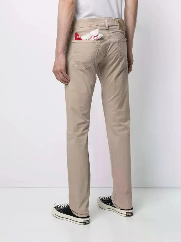 Jacob Cohen Crinkled Slim-fit Cotton-blend Trousers - Brown