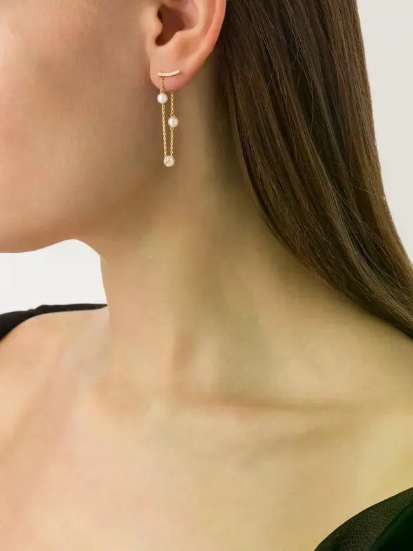 Yoko London 18kt Yellow Freshwater Pearl And Diamond Earrings - Gold