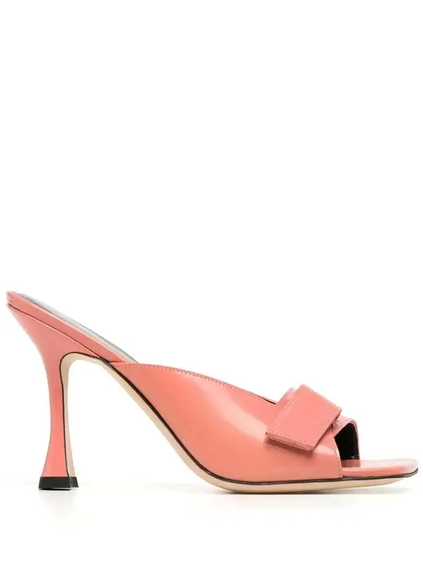 By Far Olivia Square-toe Leather Sandals - Orange