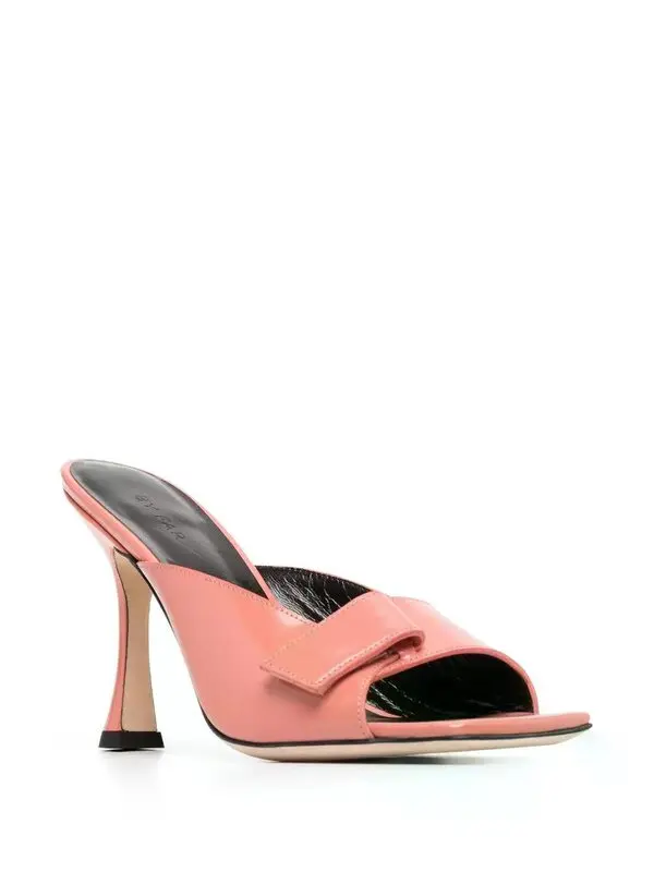 By Far Olivia Square-toe Leather Sandals - Orange