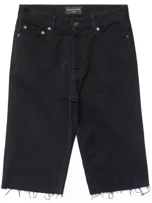 Balenciaga Raw-hem Denim Shorts - Black
