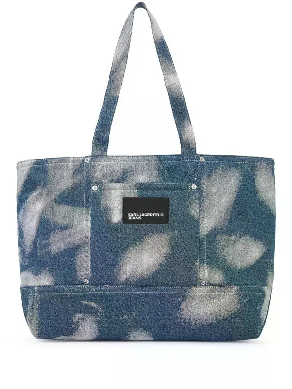 Karl Lagerfeld Bleached Denim Tote Bag - Blue