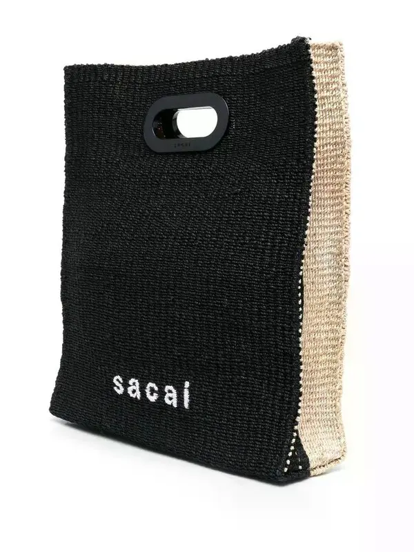 Sacai Woven Tote Bag With Embroidered Logo
