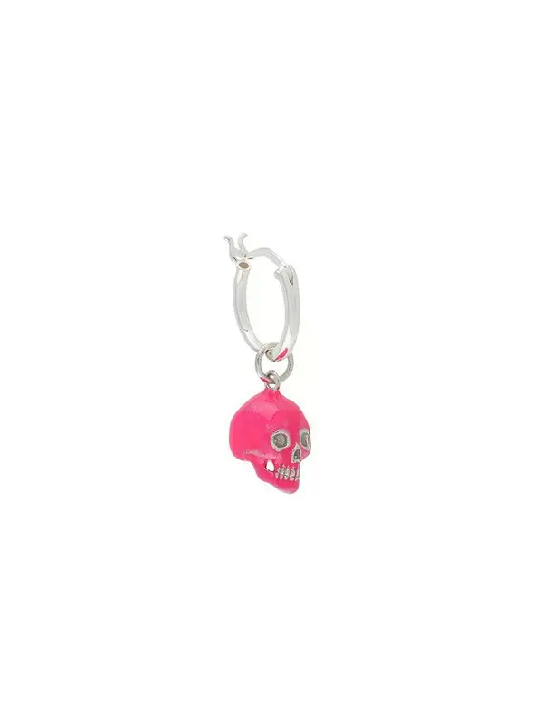 TRUE ROCKS Skull Drop Hoop Earring - Silver