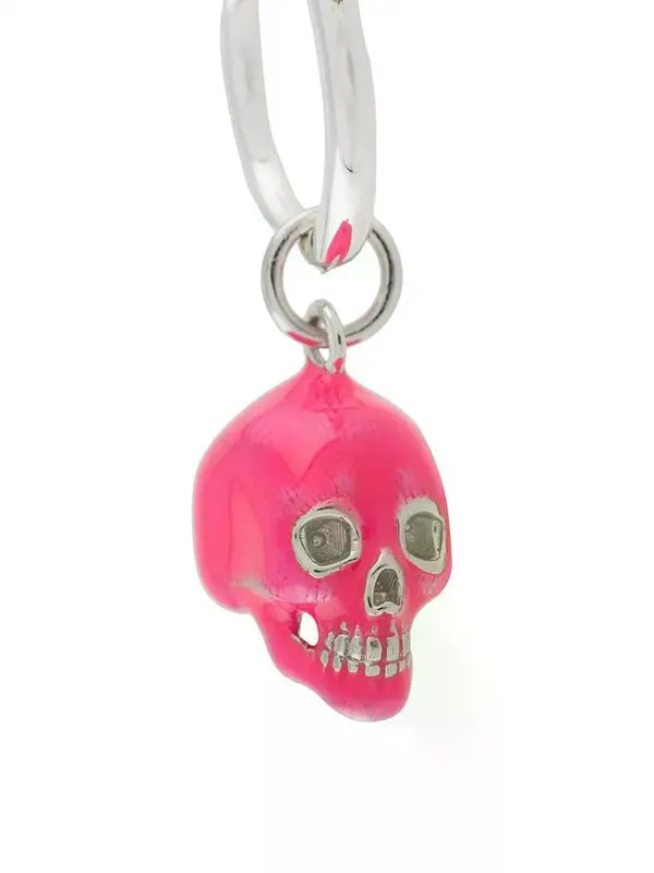 TRUE ROCKS Skull Drop Hoop Earring - Silver