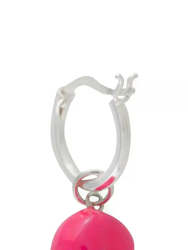 TRUE ROCKS Skull Drop Hoop Earring - Silver