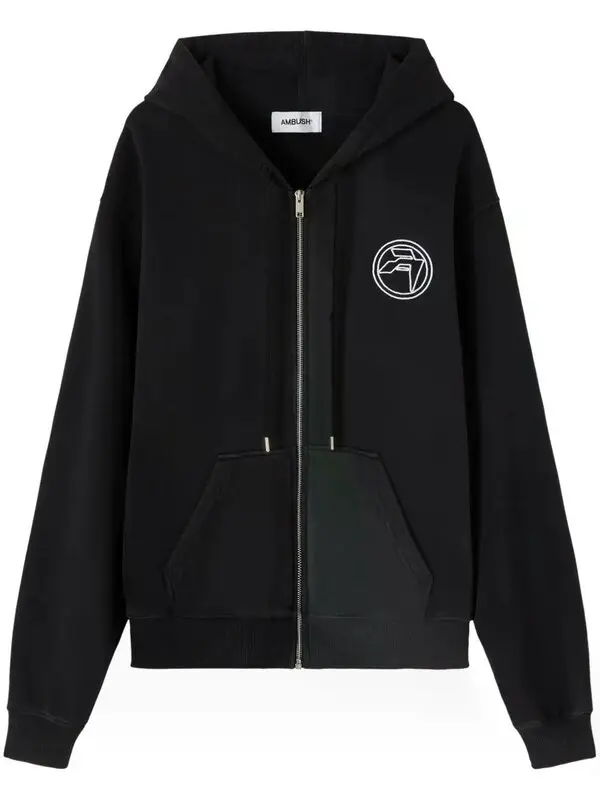 AMBUSH Logo-embroidered Organic Cotton Hoodie