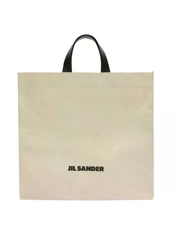 JIL SANDER Logo Print Cotton Tote Bag - Neutrals