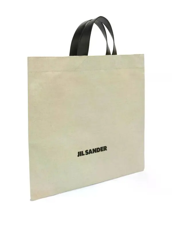 JIL SANDER Logo Print Cotton Tote Bag
