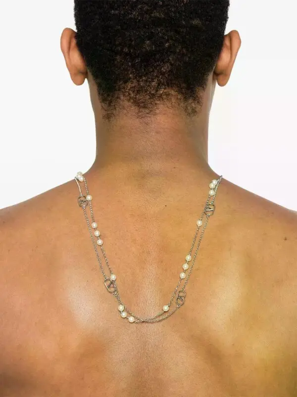 Valentino Garavani Vlogo Signature Pearl Necklace - Silver