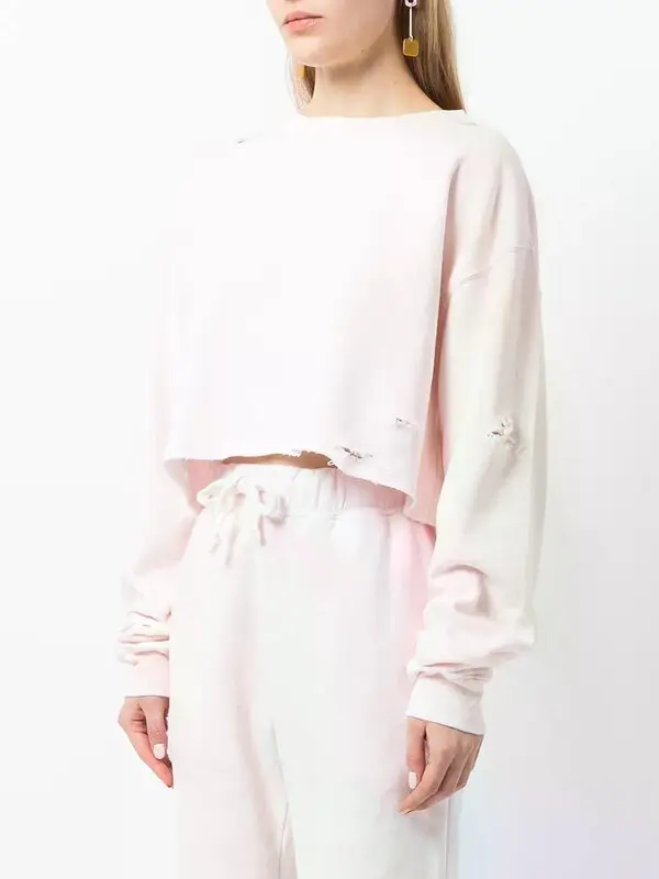 LA DETRESSE Distressed Cropped Sweatshirt