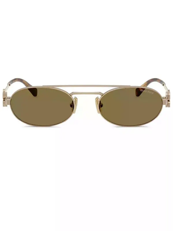 Miu Miu Oval-frame Sunglasses - Gold