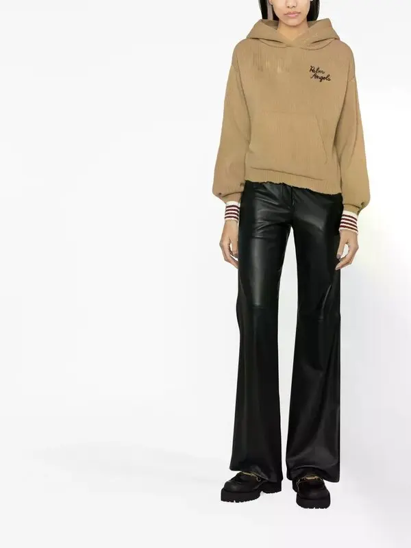 Palm Angels Embroidered Logo Knitted Hoodie